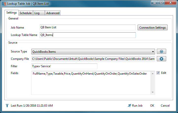 Lookup Table: From QuickBooks – doForms Support