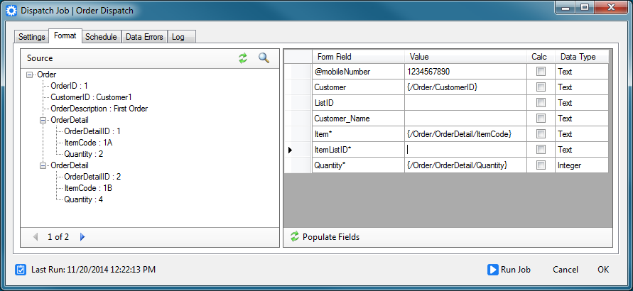 Dispatch Tables And Repeating Sections From An Xml Source Doforms Support 6779